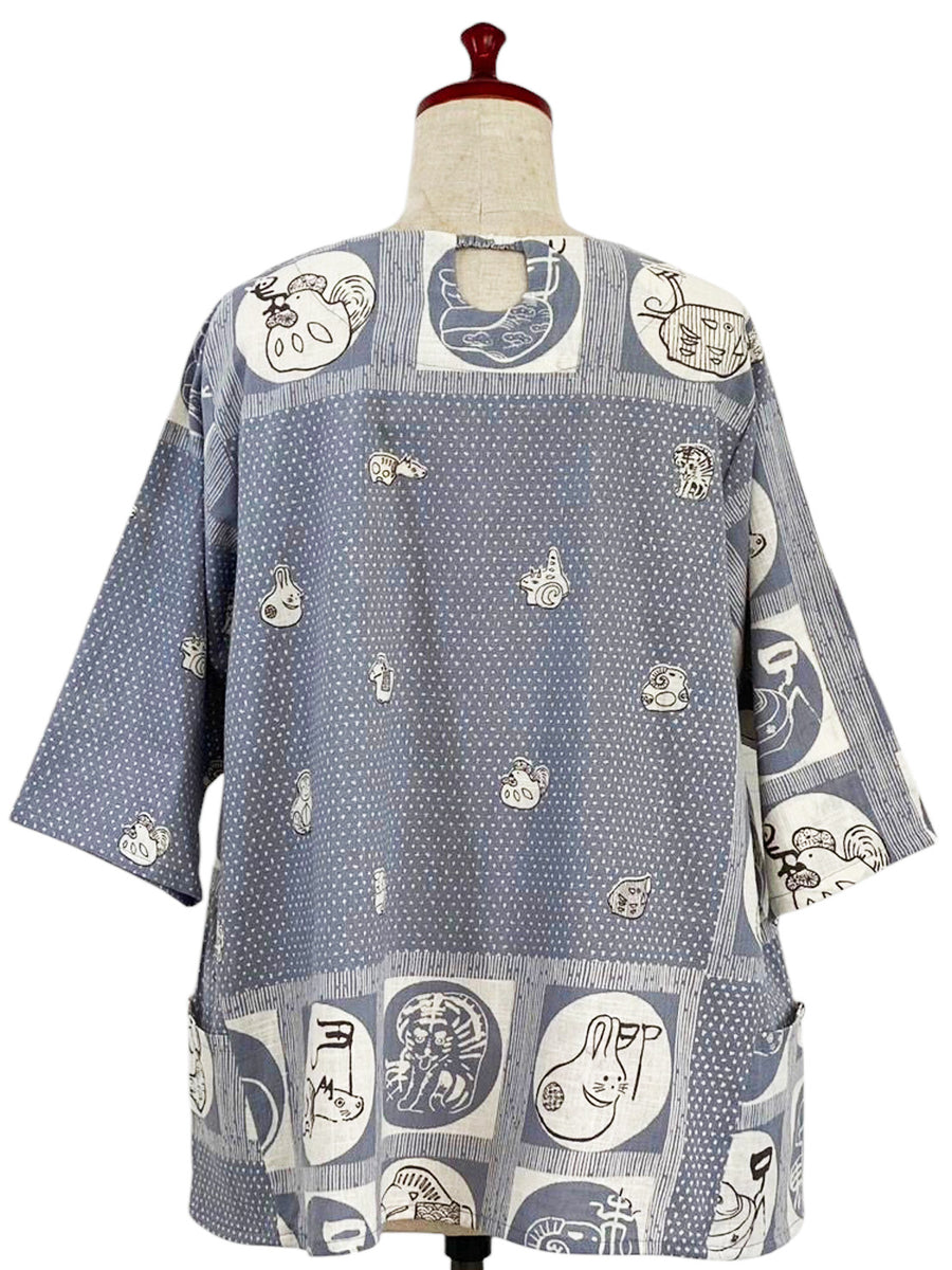 Button Accent Pullover - Eto Print - Light Purple – Tapestries Studio